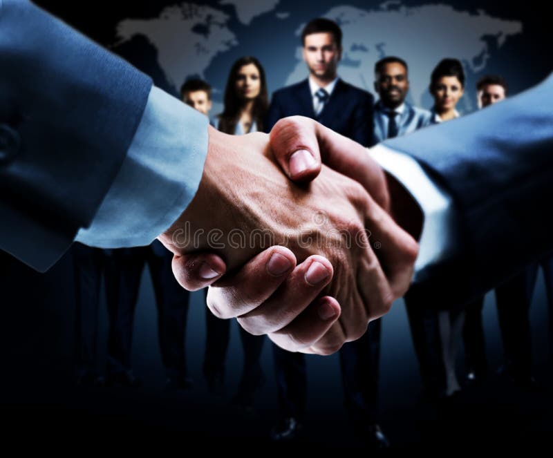 Tech Tv Video Communication Screen Handshake Stock Image - Image of ...