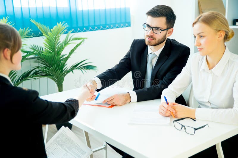 Handshake on job interview stock photo. Image of vacancy - 89379746
