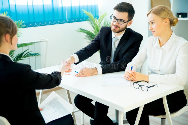 Handshake on job interview stock photo. Image of interview - 89379814