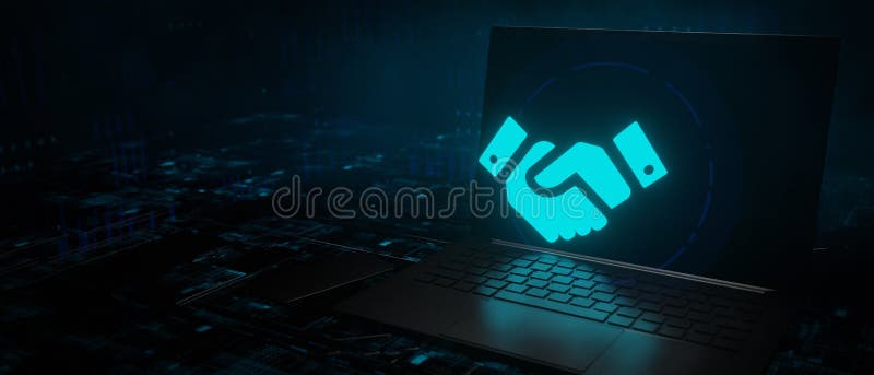 Handshake Laptop Digital Technology, Internet Communication, Teamwork ...