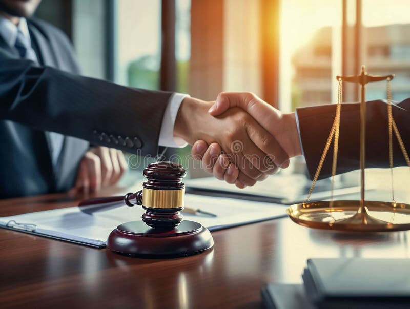 Handshake between Lawyers in Justice Office. Stock Illustration ...