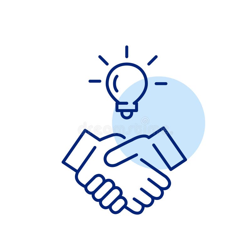Handshake and Light Bulb. Creative Partnership, Ideas Exchange, Joint ...