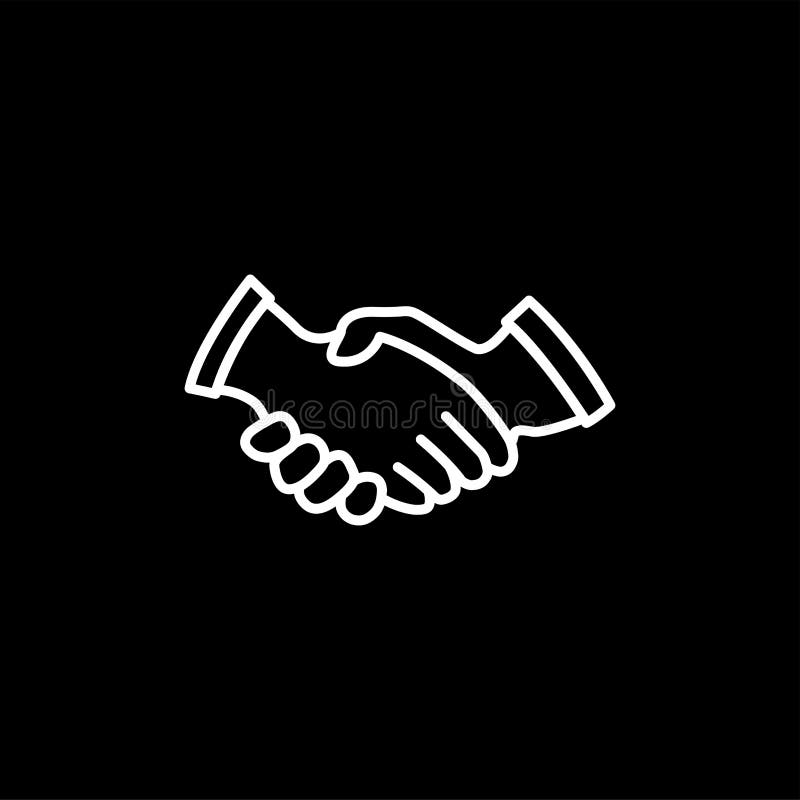 Handshake Line Icon on Black Background. Black Flat Style Vector ...
