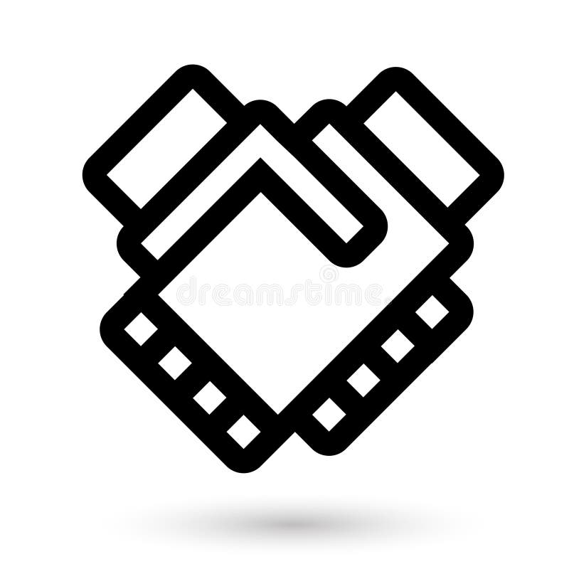 Handshake with Linear Flat Icon Stock Vector - Illustration of simple ...