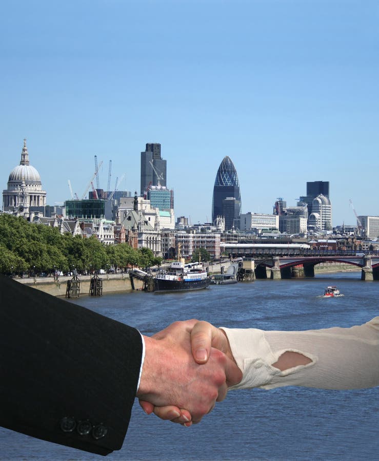 Handshake with London Skyline Stock Photo - Image of agreement ...