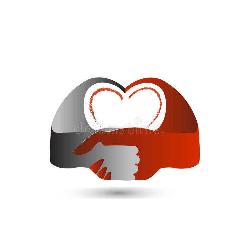 Handshake love symbol logo stock vector. Illustration of drawing - 54092704