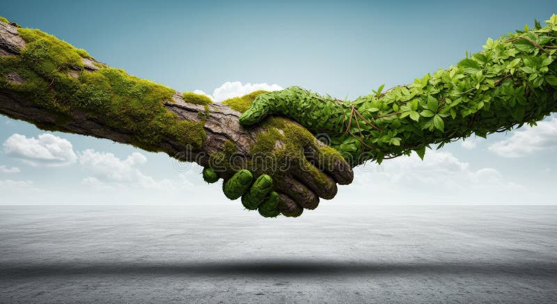 Handshake Made of Tree Branches and Leaves a Concept Image Stock ...