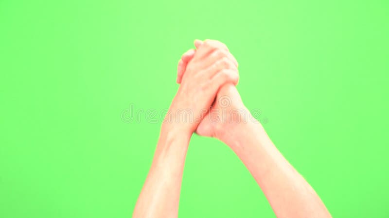 Handshake of Male Hands on a Green Background or Chromakey Stock Video ...