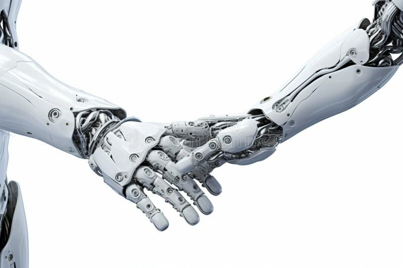 Handshake of a Man with an Android, Robotic Artificial Intelligence of ...