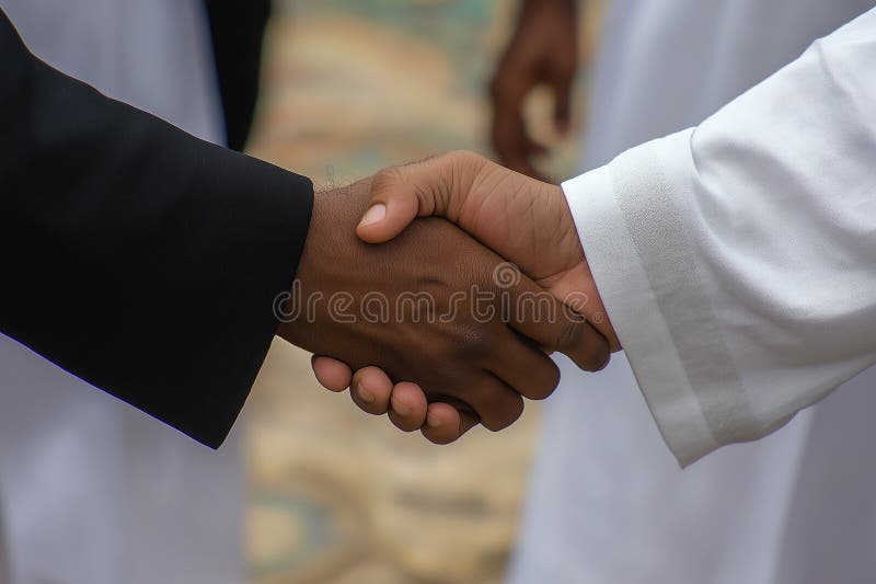 Handshake: Man in Suit and Man in Saidi Thobe Stock Illustration ...
