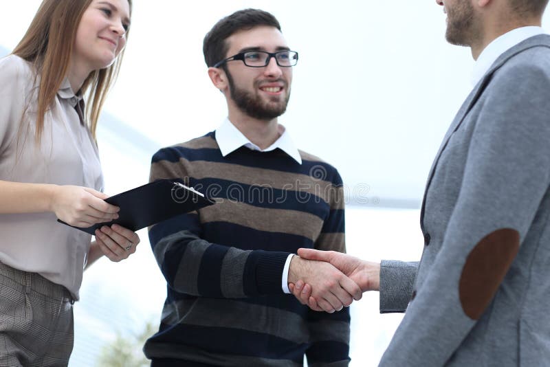 Handshake between the Manager and the Client Stock Image - Image of ...