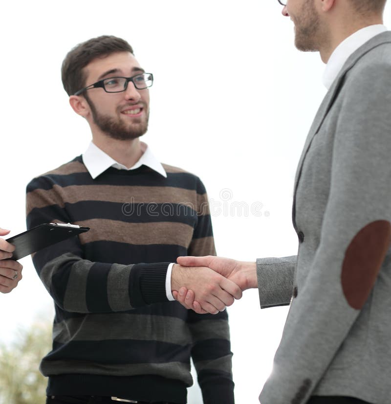 Handshake between the Manager and the Client Stock Image - Image of ...