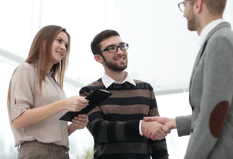Handshake between the Manager and the Client Stock Image - Image of ...