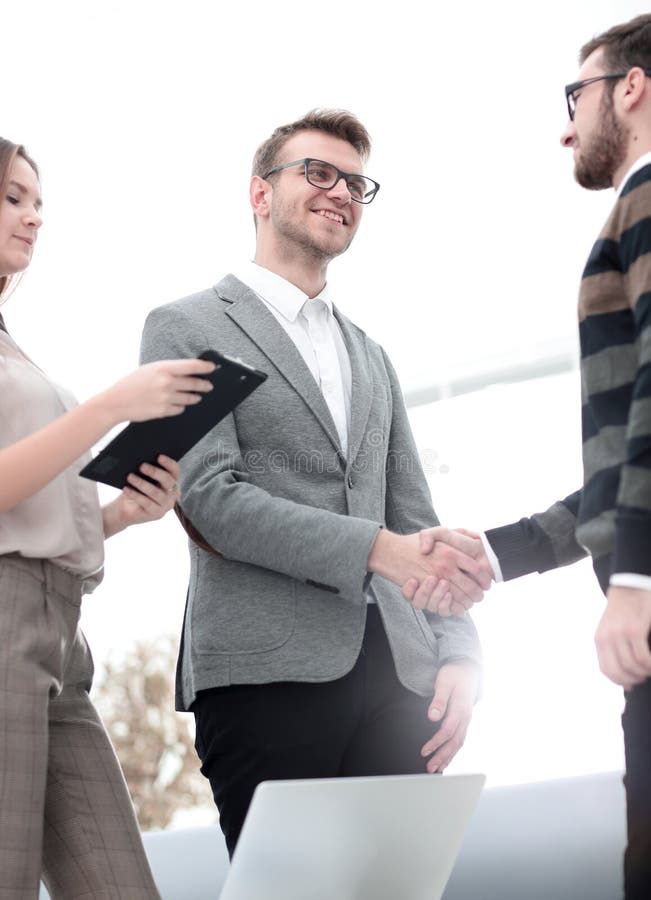 Handshake between the Manager and the Client Stock Image - Image of ...