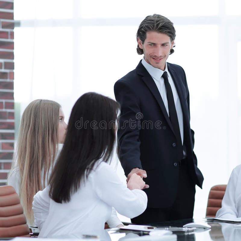 Handshake Manager and Customer in a Modern Office Stock Image - Image ...
