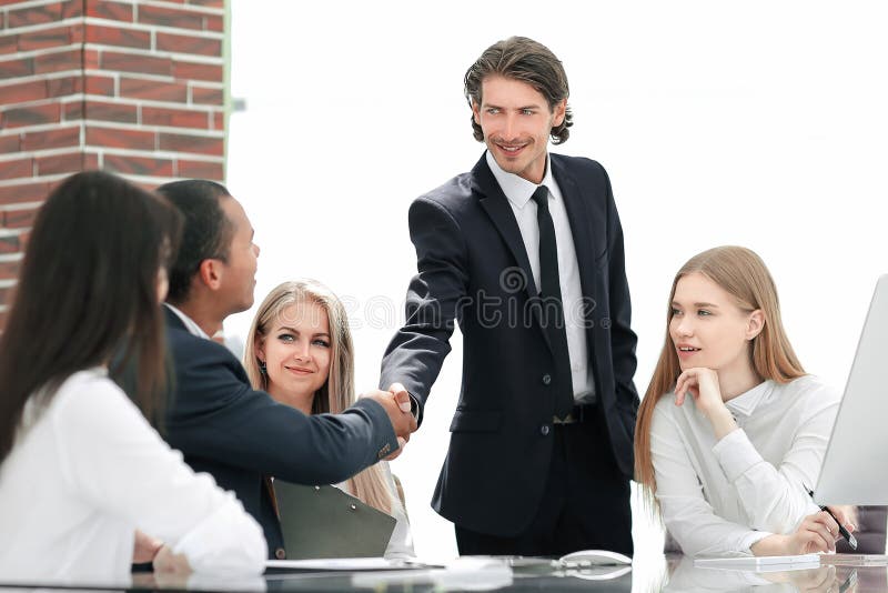 Handshake Manager and Customer in a Modern Office Stock Photo - Image ...