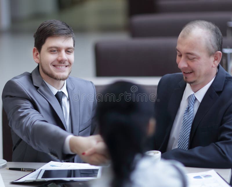 Handshake Manager and Customer in a Modern Office. Stock Photo - Image ...