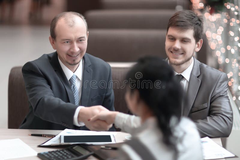 Handshake Manager and Customer in a Modern Office. Stock Photo - Image ...