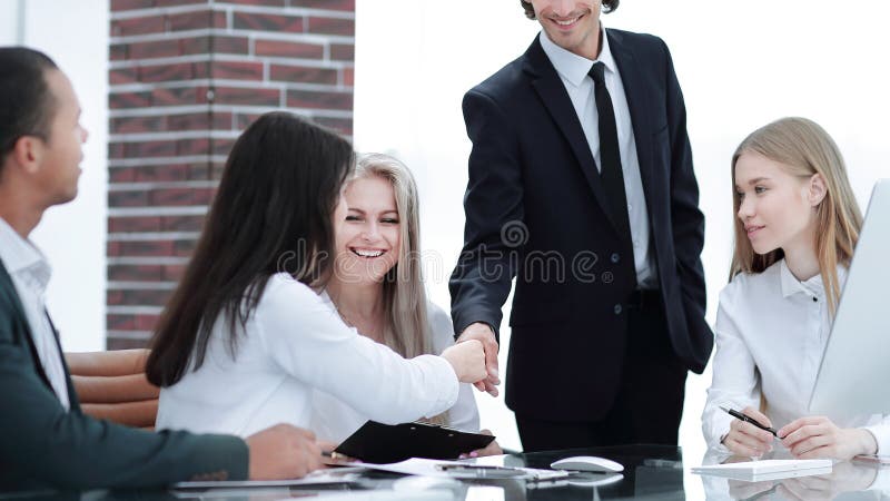 Handshake Manager and Customer in a Modern Office Stock Image - Image ...