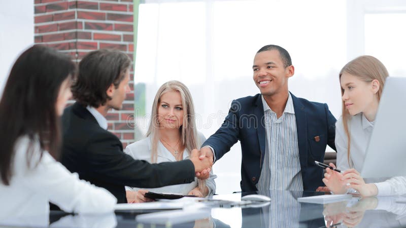 Handshake Manager and Customer in a Modern Office Stock Image - Image ...