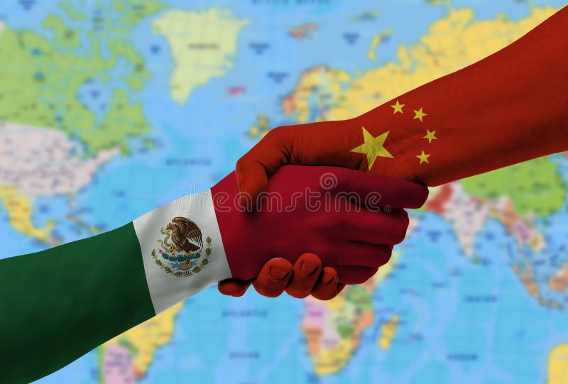 Handshake between Mexico and China Flags Stock Illustration ...