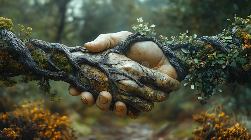 Handshake, Nature, Forest, Roots, Unity, Environmental, Concept, Art ...
