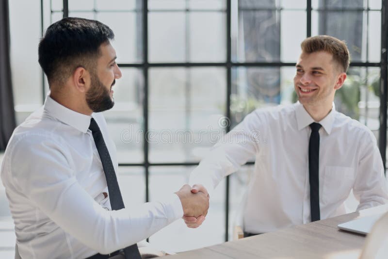Close Up of Handshake in the Modern Office Stock Photo - Image of power ...