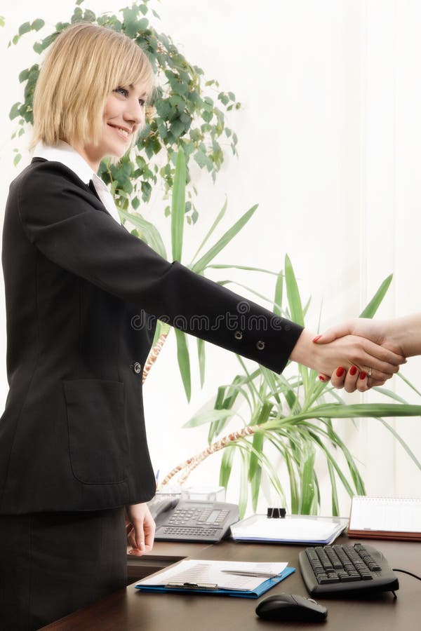 Handshake in the office stock image. Image of hand, secretary - 35808081