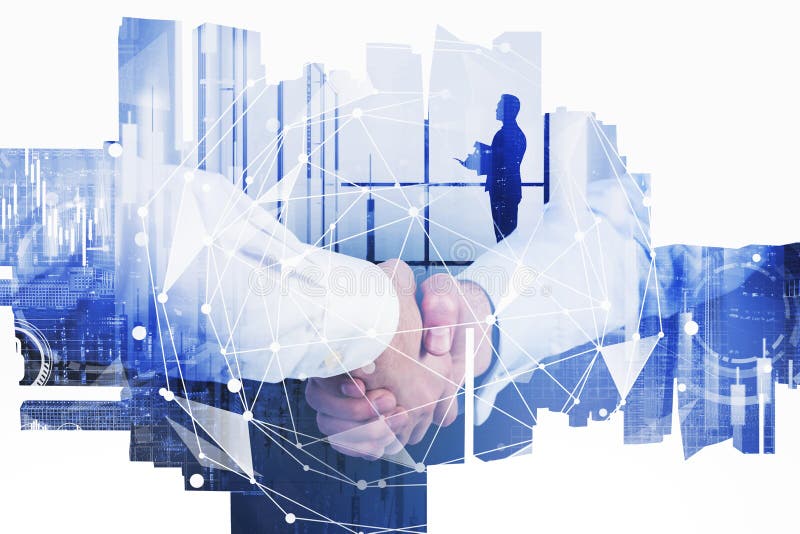 Handshake in Office, Network Interface Stock Image - Image of ...