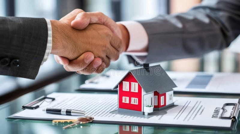 The Handshake Over a House Model. AI Generated Stock Illustration ...