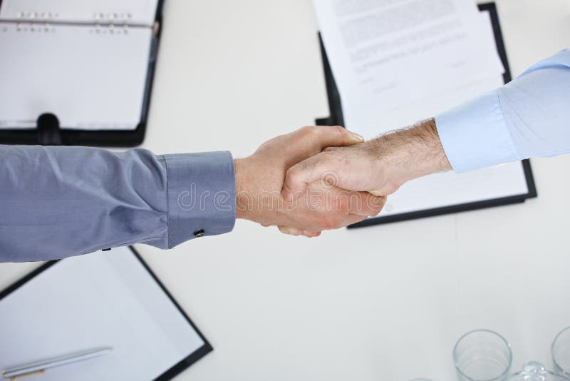 Business Partnership Handshake Concept. Photo Two Coworkers Handshaking ...