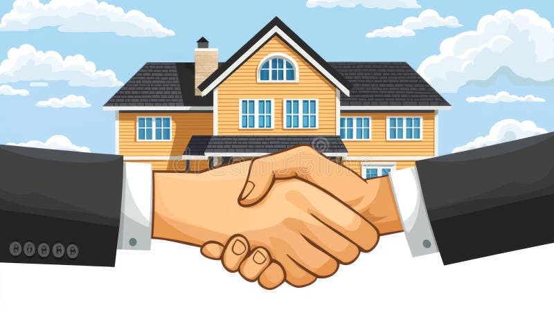 Handshake Over Real Estate Contract Agreement Stock Illustration ...