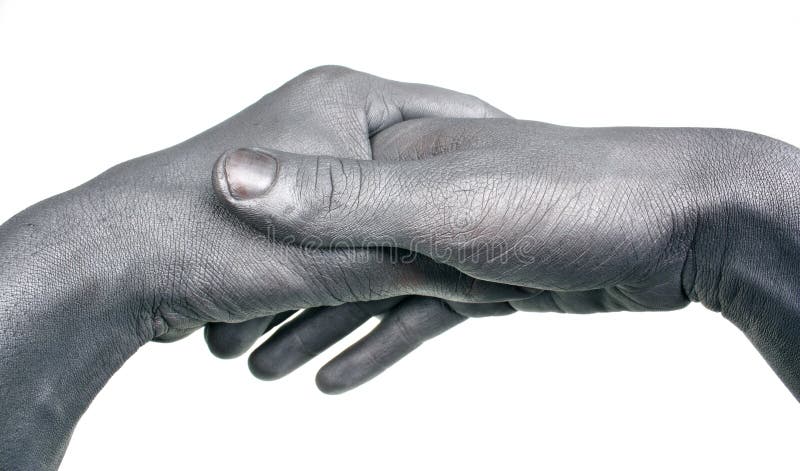 Handshake between Painted Fingers Stock Photo - Image of happy ...