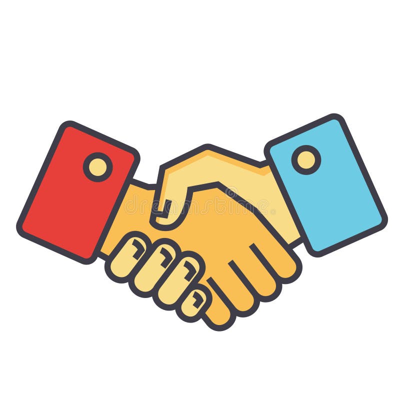 Partnership Handshake,working Together Vector Line Icon, Linear Concept ... Partnership Handshake,working Together Vector Line Icon, Linear Concept ...