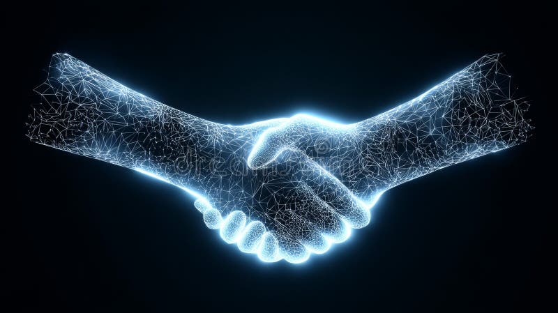 Handshake Partnership Glowing Hands Clasped in a Handshake Symbolizing ...