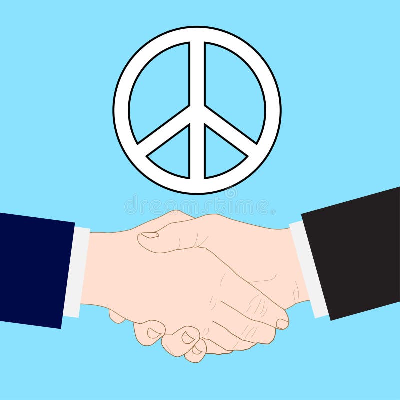 Handshake with Peace Sign. Icon of War and Peace Treaty Stock Vector ...