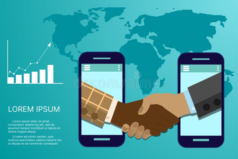 Business Handshake Using Online Connections. Stock Vector ...