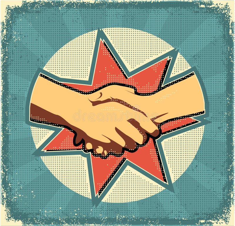Handshake poster.Retro stock vector. Illustration of retro - 23261353