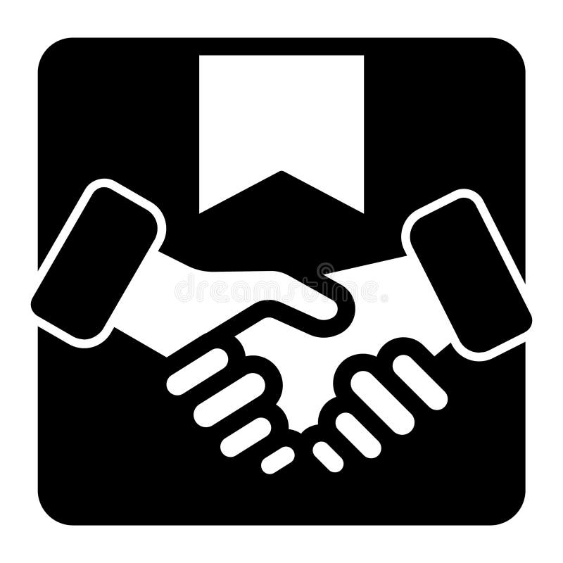 Handshake with Product Box Solid Icon, Shipping Concept. Vector ...