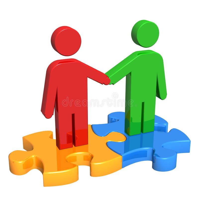 Handshake on Puzzle Pieces stock illustration. Illustration of isolated ...