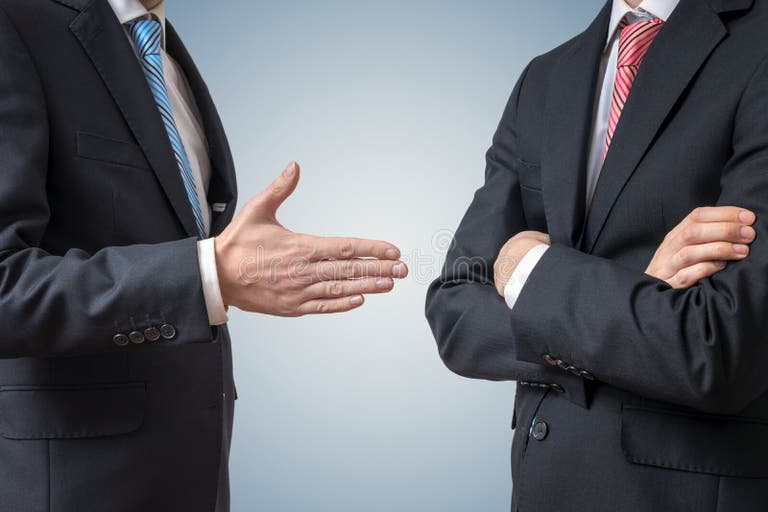 Handshake Refuse. Man is Refusing Shake Hand with Businessman Who is ...