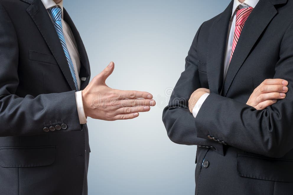 Handshake Refuse. Man is Refusing Shake Hand with Businessman Who is ...