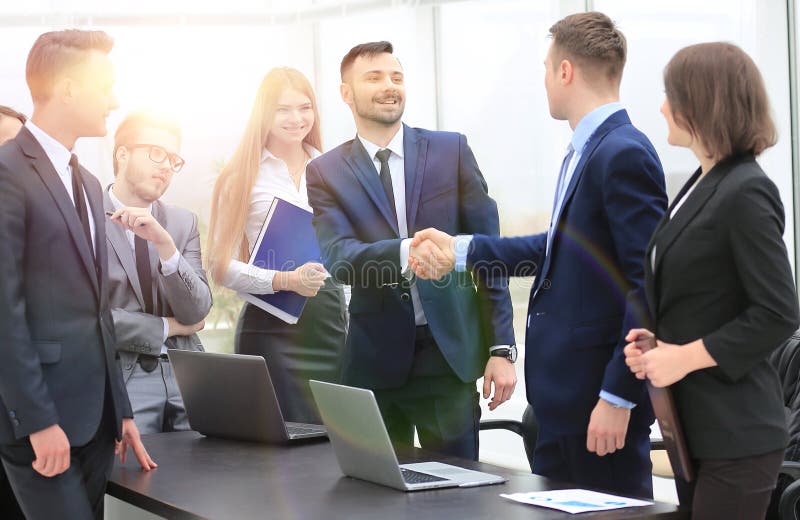 Representatives of the Two Business Teams Greet Each Other Stock Photo ...