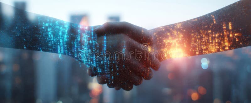 The Handshake Representing Digital Connection in a Futuristic Business ...