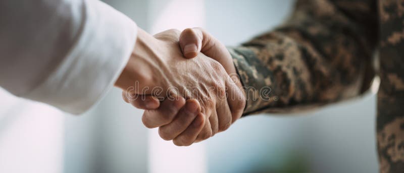 The Handshake Representing Partnership between Military and Civilian ...