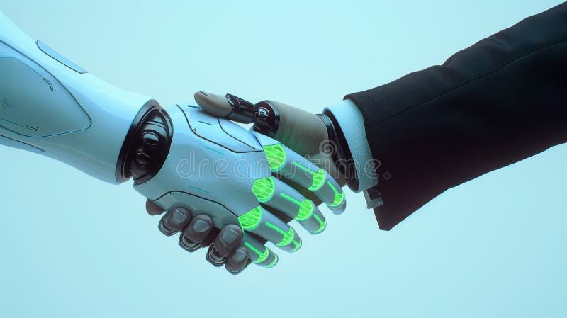 The Handshake with a Robot. AI Generated Stock Photo - Image of ...