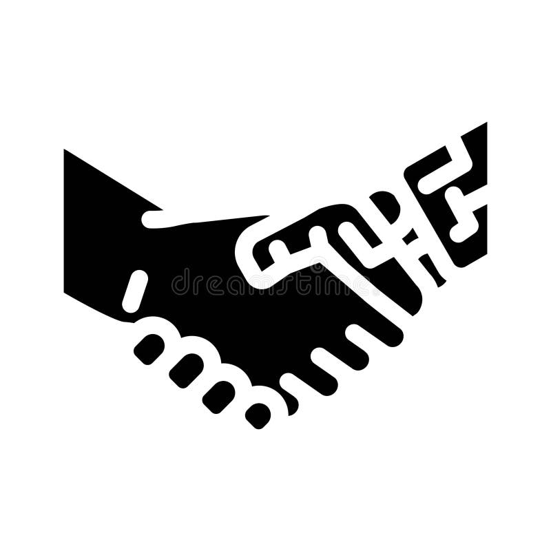 Handshake Robot Hand Gesture Glyph Icon Vector Illustration Stock ...
