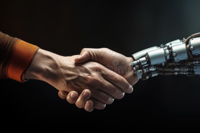 Handshake Robot and Human. Modern Technologies Stock Image - Image of ...