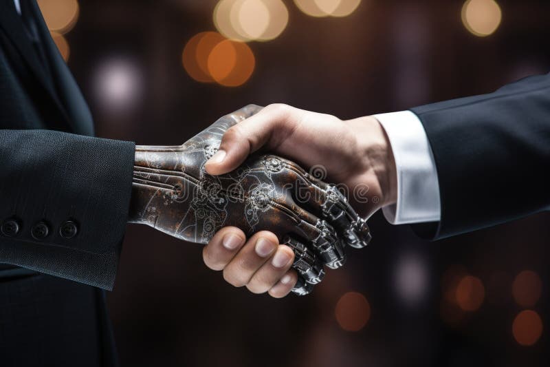 Handshake Robot and Human. Modern Technologies Stock Photo - Image of ...