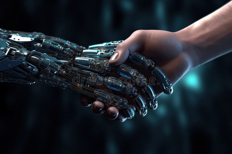 Handshake of Robotic Hand and a Human Hand. Artificial Intelligence ...